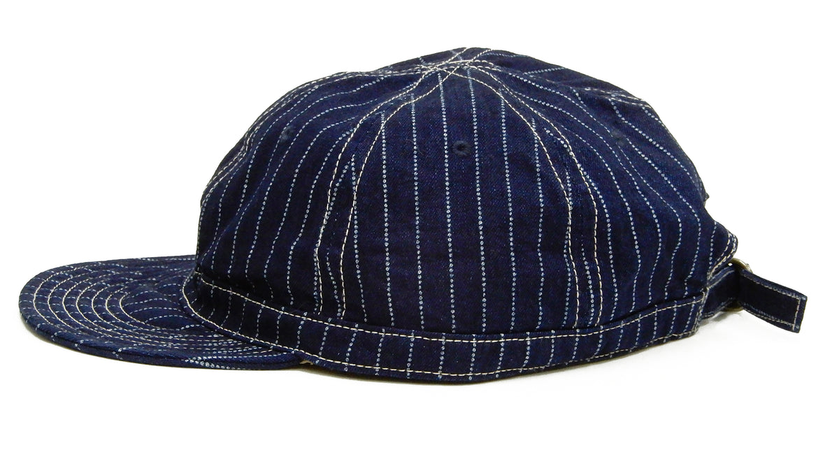 Pherrow's Workman Cap Men's Indigo Wabash Stripe Adjustable Working Ha ...