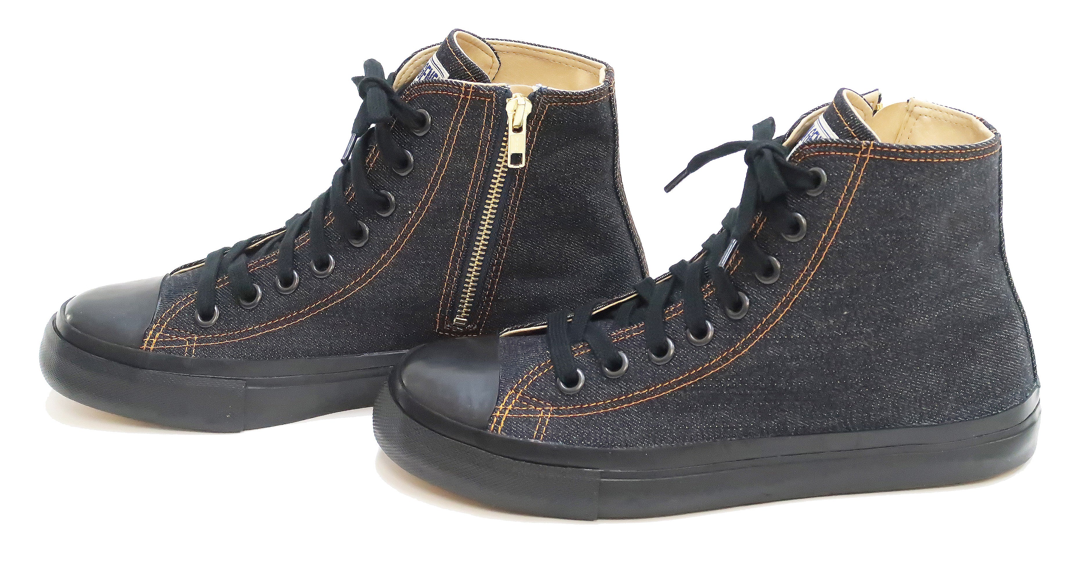 Kojima Genes High Top Denim Sneakers Men's Side Zip Jean Shoes RNB-800 ...