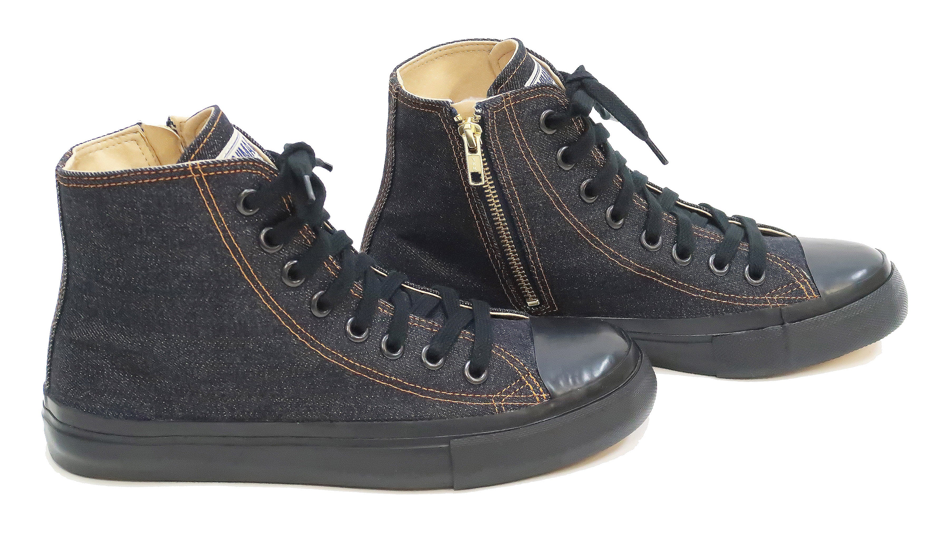 Kojima Genes High Top Denim Sneakers Men's Side Zip Jean Shoes RNB-800 ...