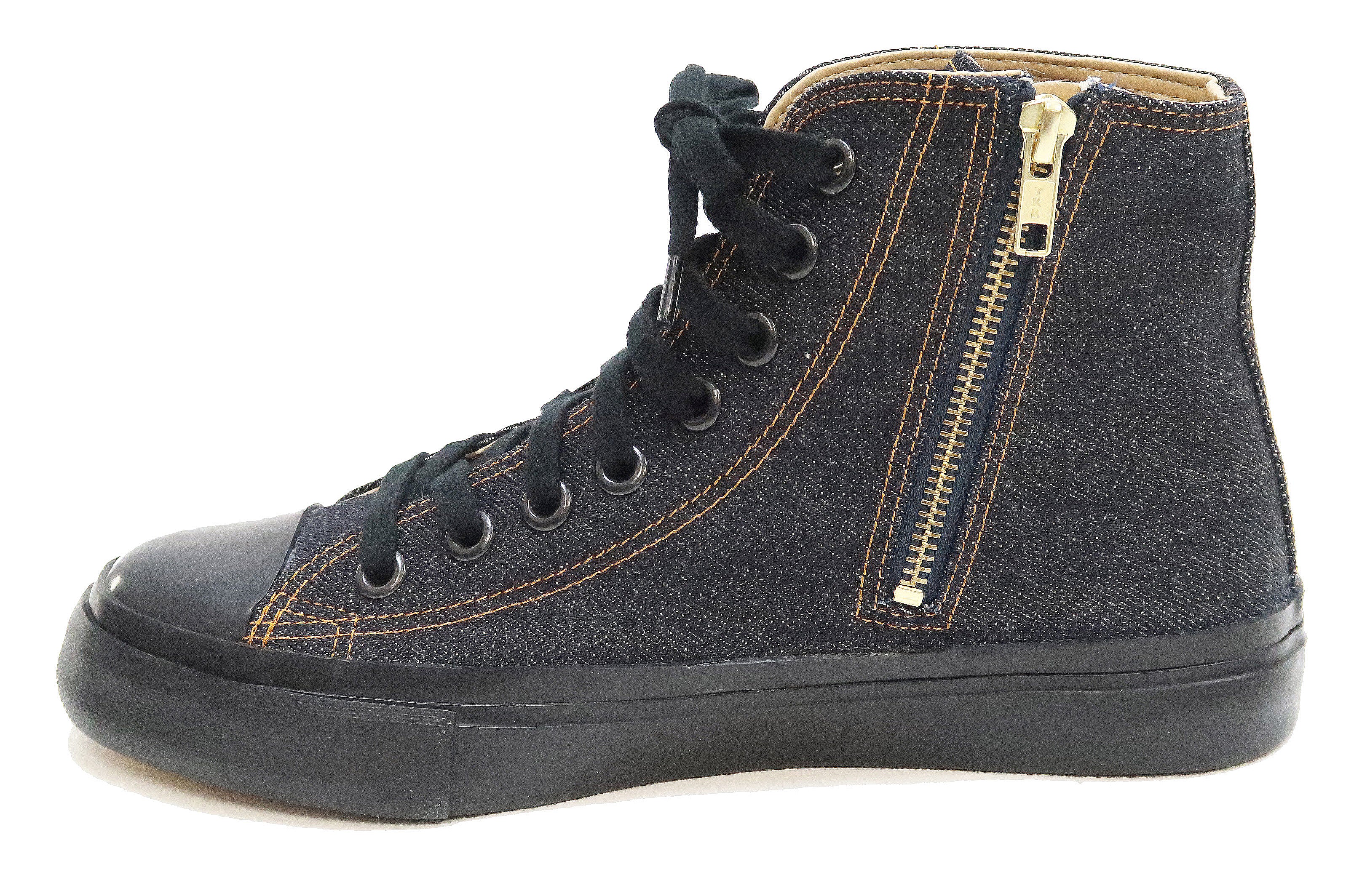 Kojima Genes High Top Denim Sneakers Men's Side Zip Jean Shoes RNB-800 ...