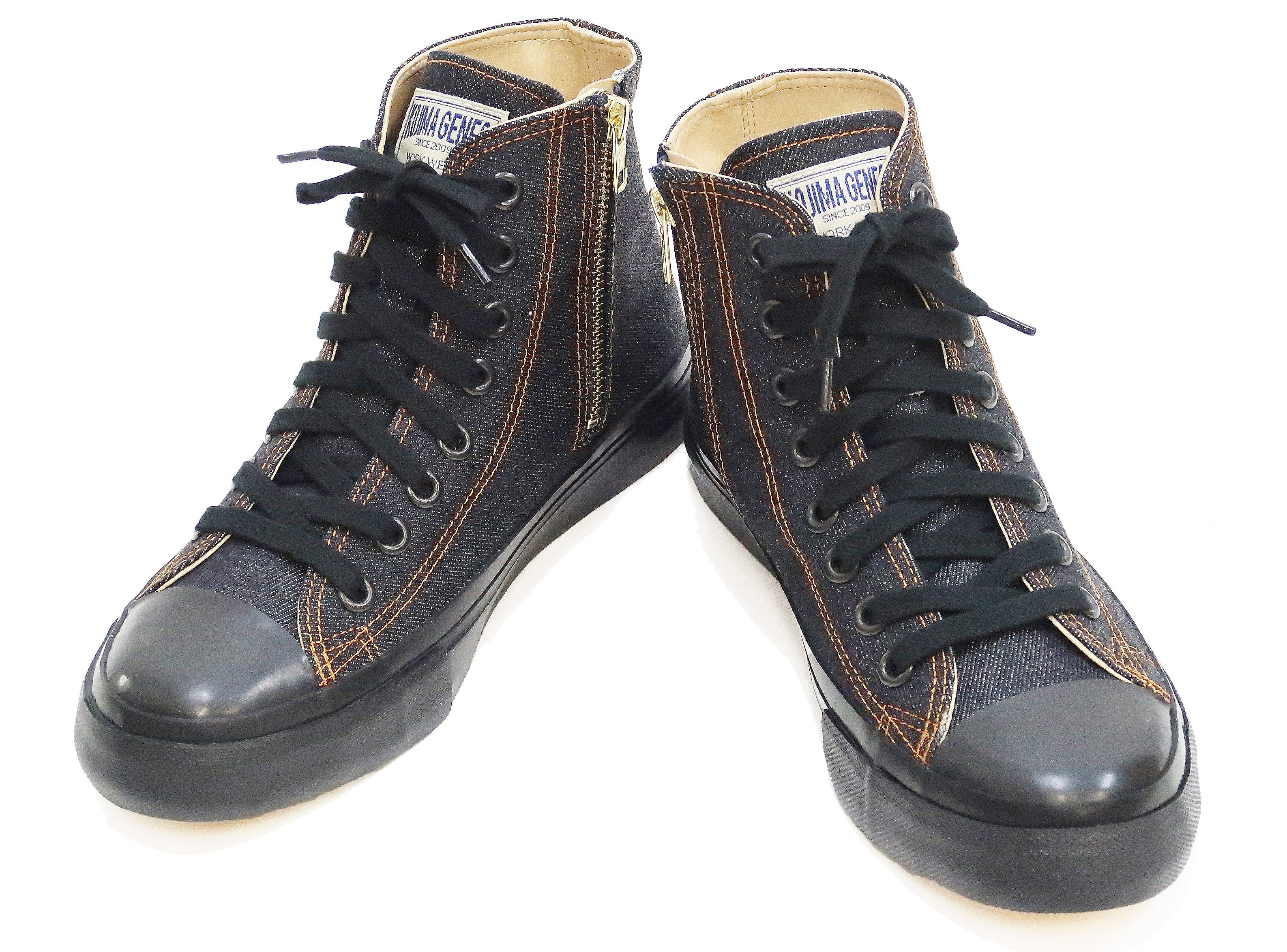 Kojima Genes High Top Denim Sneakers Men's Side Zip Jean Shoes RNB-800 ...