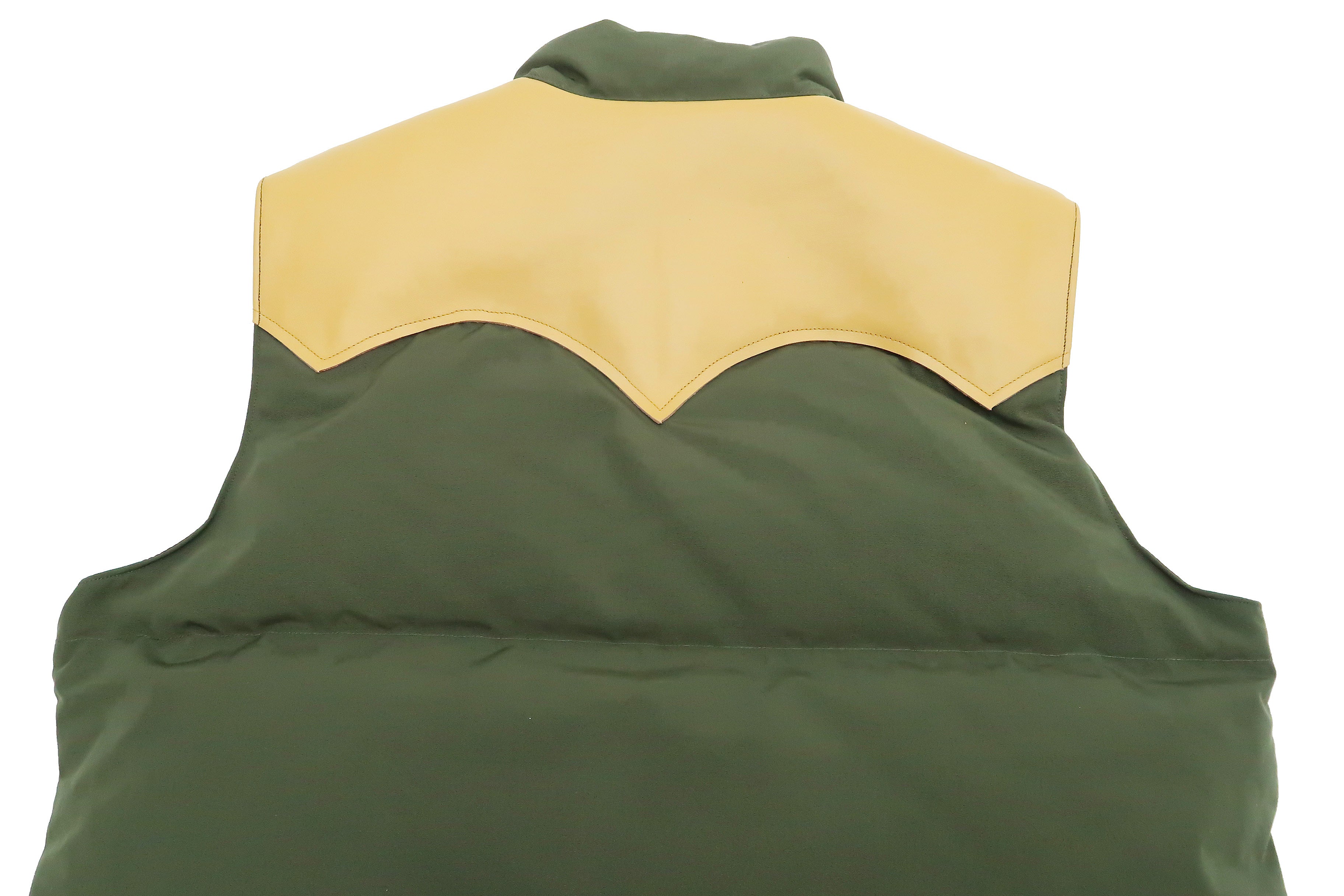 Sugar Cane Down Vest with Leather Yoke Panel Men's Winter Outerwear Ve ...