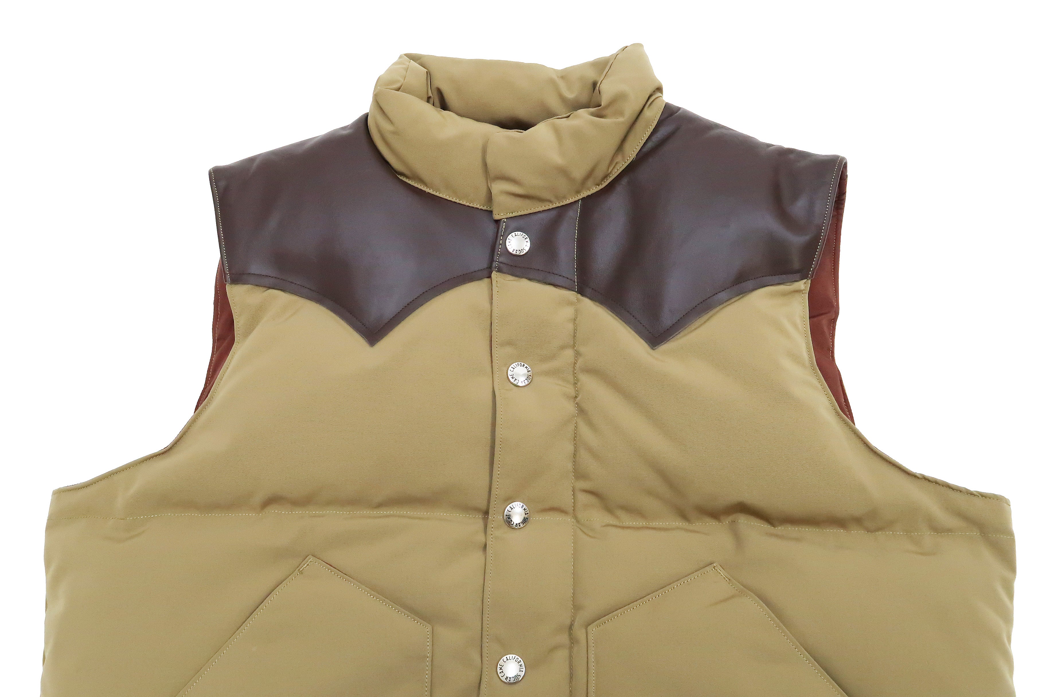 Sugar Cane Down Vest with Leather Yoke Panel Men's Winter Outerwear Ve ...