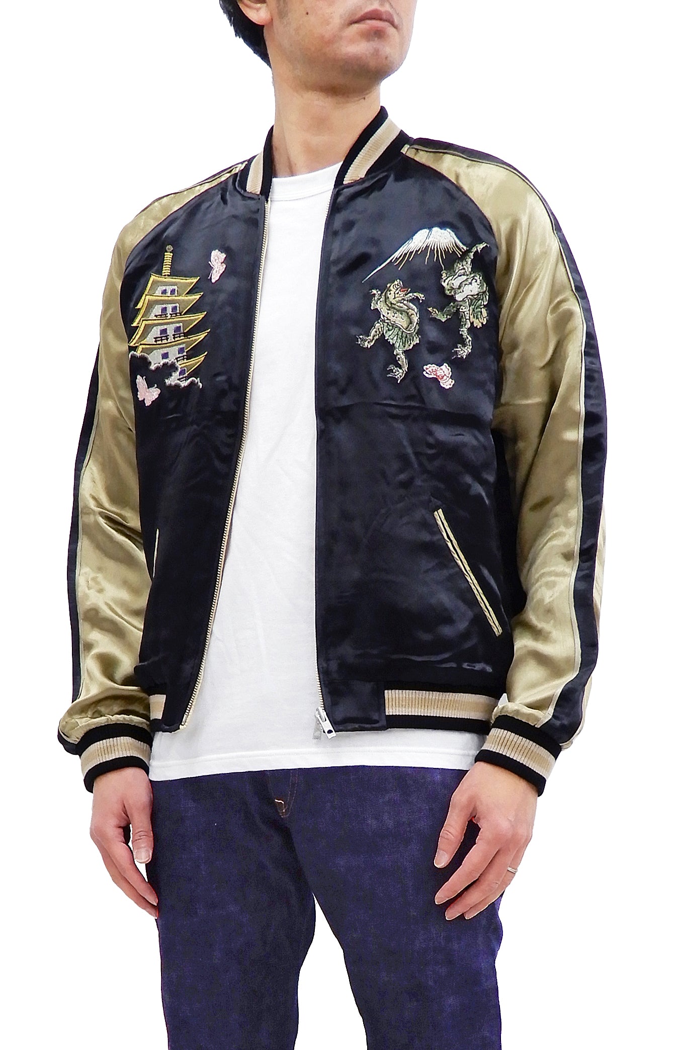 Hanatabi Gakudan Men's Japanese Souvenir Jacket Japanese Frog Art Suka ...